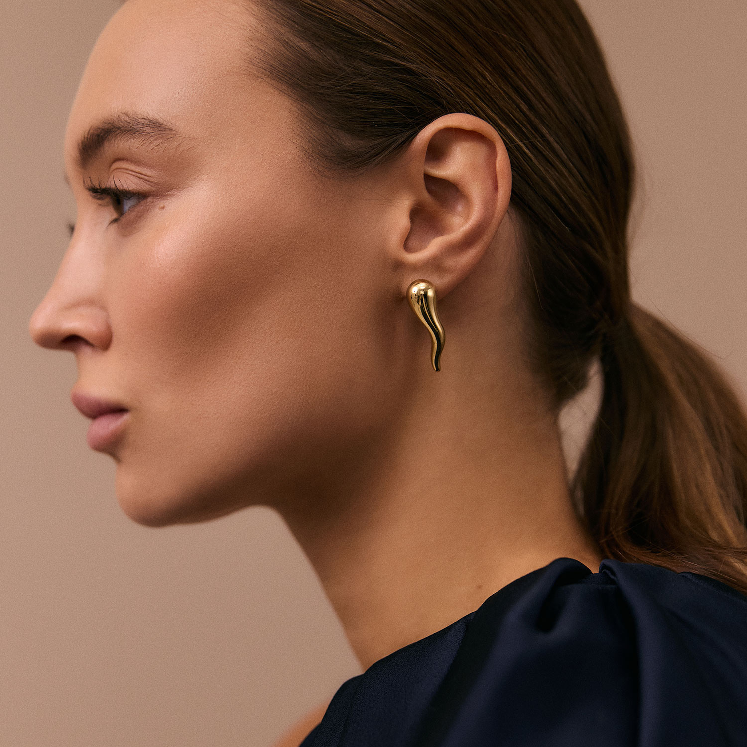 Złote dmuchane kolczyki vintage Tears | Produkty \ Kolczyki \ Sztyfty ...